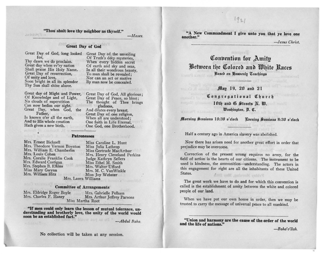The First “Convention for Amity Between the Races” - BahaiTeachings.org